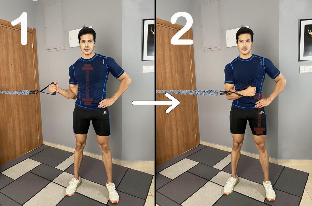 Internal Side Rotation With Resistance Band Home Workout - Bassam Mallick